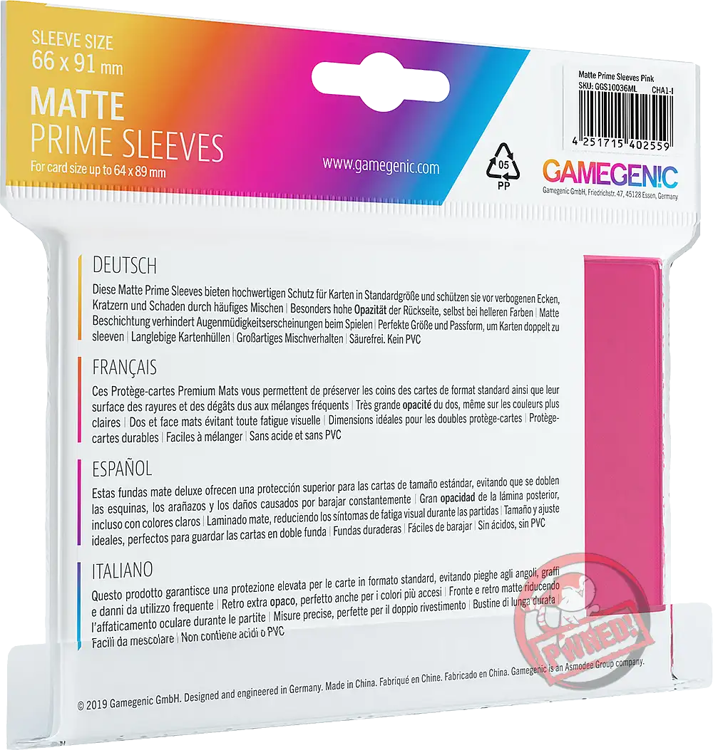 Gamegenic Matte Prime - 100 Standard Size Sleeves - Pink (New) | Buy ...