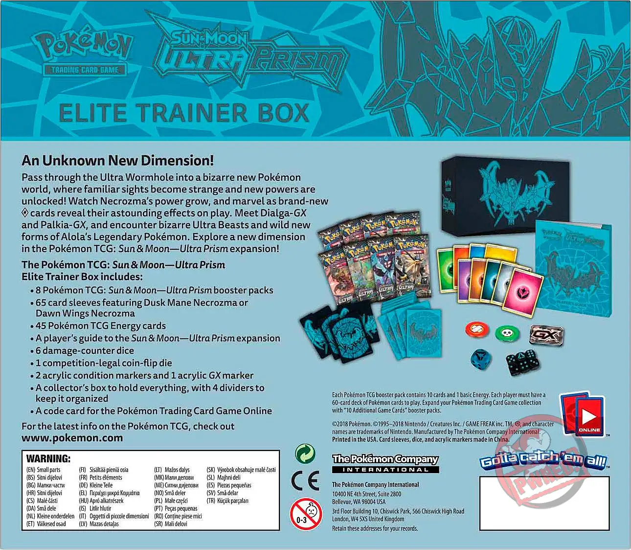 Pokemon TCG: Sun & Moon - Ultra Prism Elite Trainer Box featuring Dawn ...
